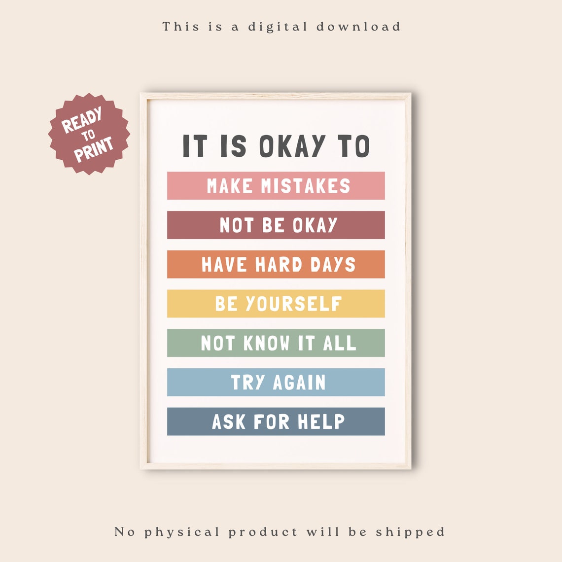 Feelings Poster, It's Ok to Make Mistakes Poster, Montessori Wall Art ...