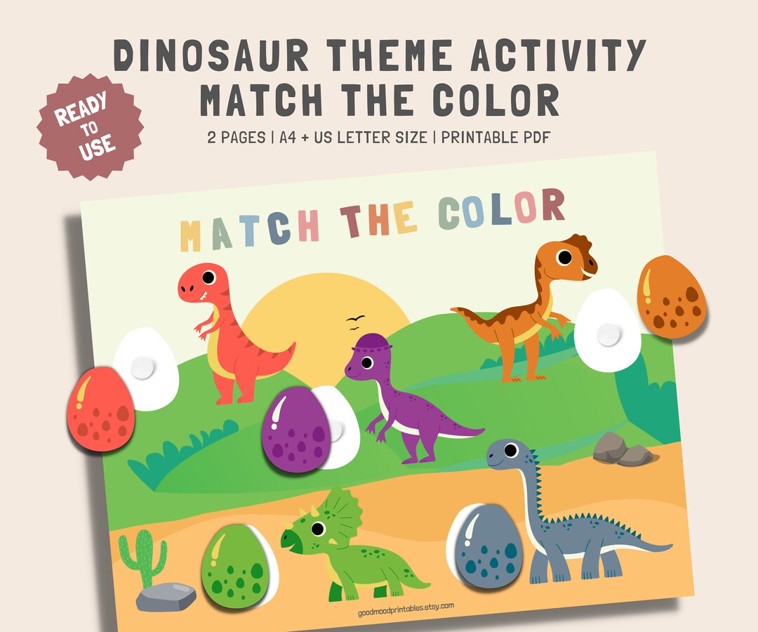 Dinosaur Busy Book Activity Match the Color Activity - Etsy