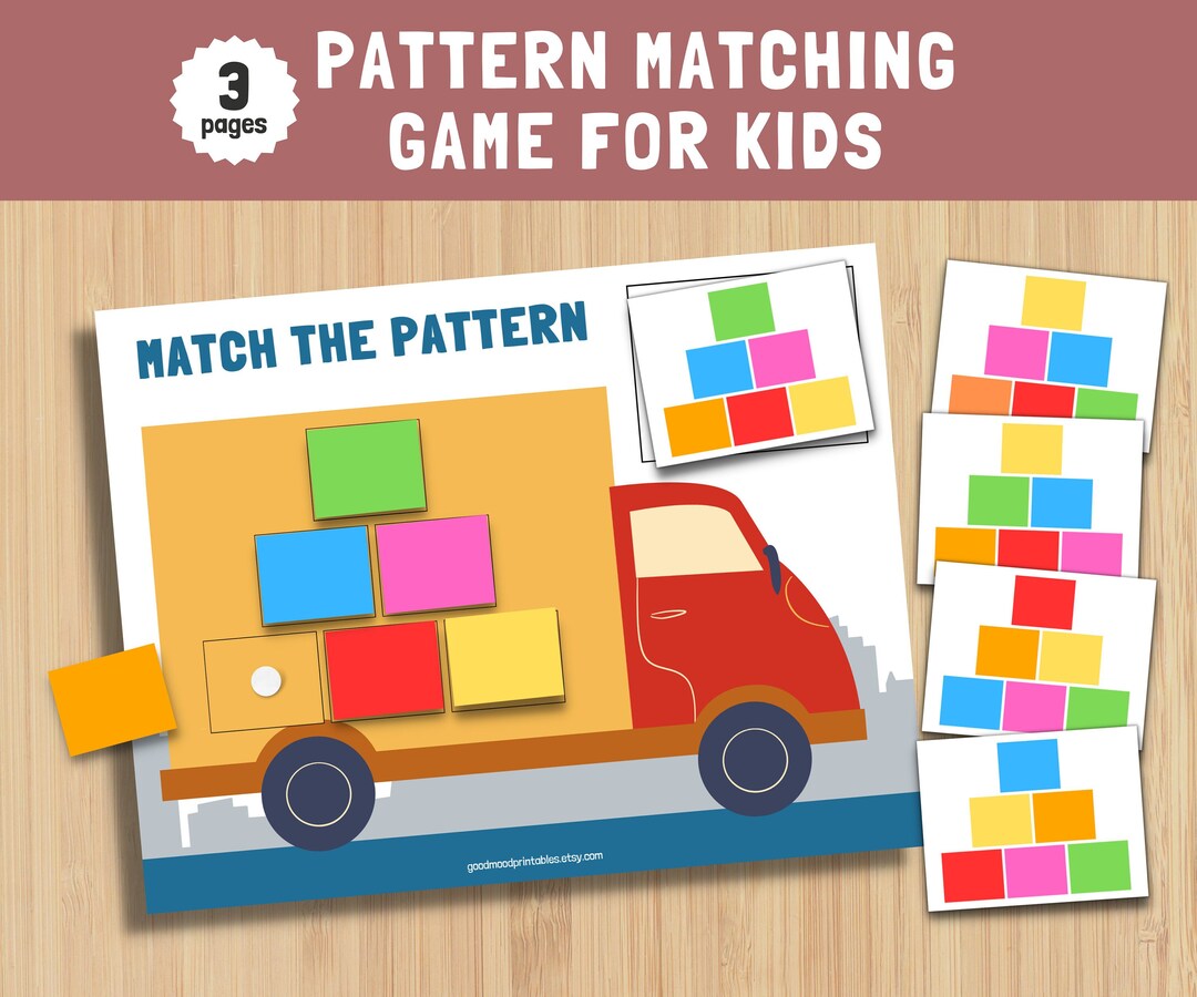 Preschool Pattern Activity, Toddler Matching Game, Construction Theme ...