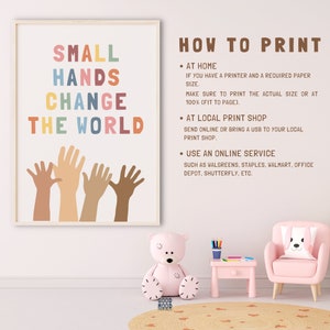 Change the World Poster, Small Hands Change the World, Kids Classroom ...