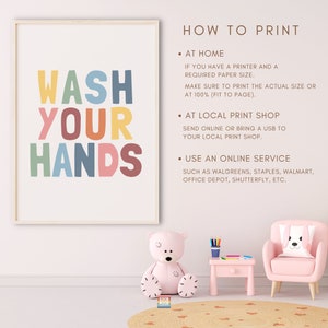 Wash Your Hands Sign, Bathroom Poster, Printable Wall Art, Montessori ...