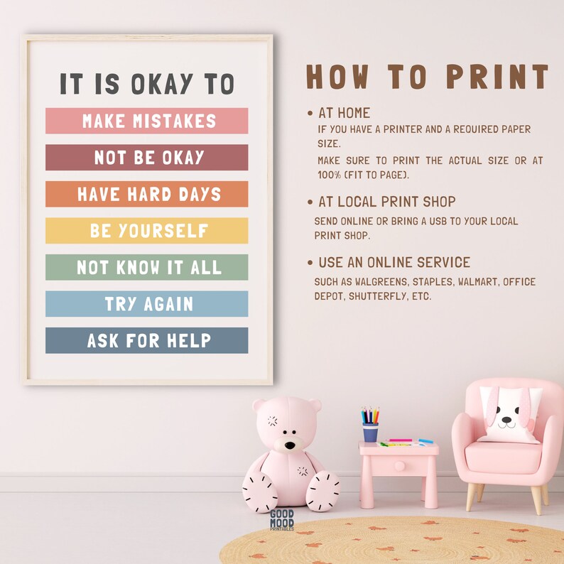 Feelings Poster, It's Ok to Make Mistakes Poster, Montessori Wall Art ...