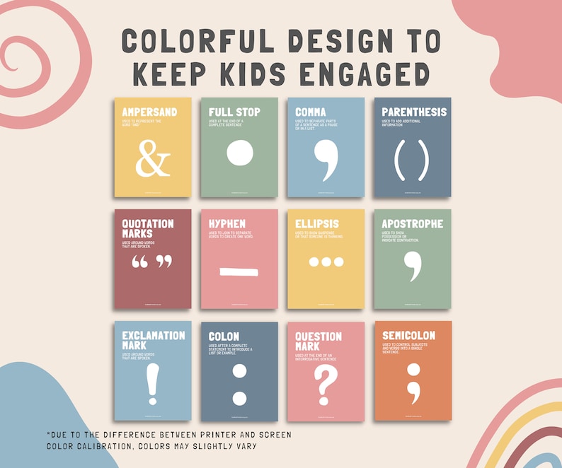 Punctuation Posters Set of 12 English Classroom Posters - Etsy