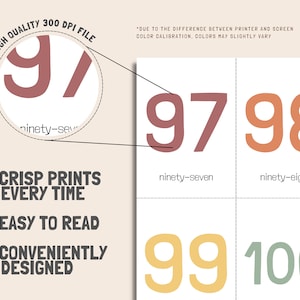 Number Flash Cards 1-100, Count to 100, Preschool Counting Flash Cards ...