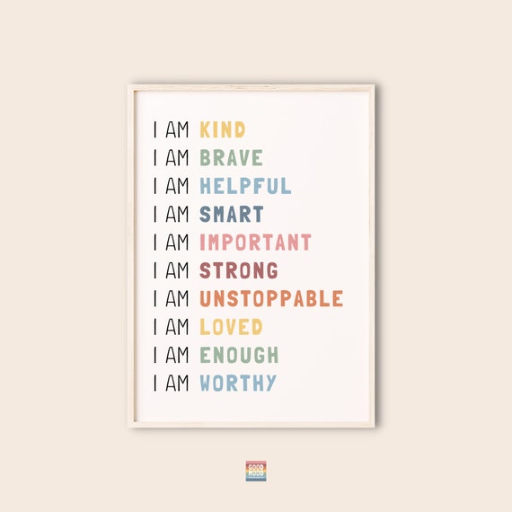 Rainbow Positive Affirmations for Kids Nursery Educational - Etsy