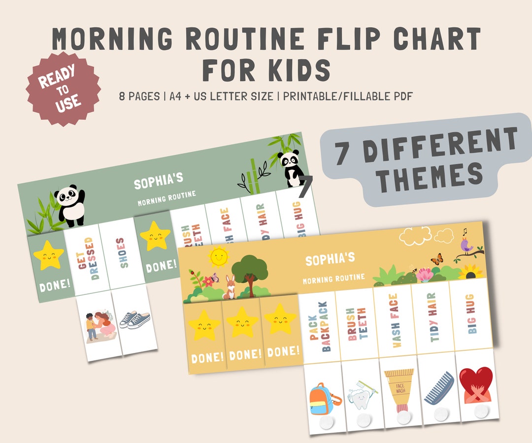 Morning Routine Charts for Boys and Girls, Morning Routine Printable ...