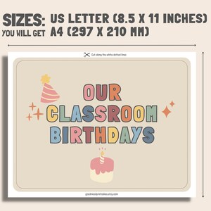 Classroom Birthdays Display Printable & Fillable, Classroom Birthday ...