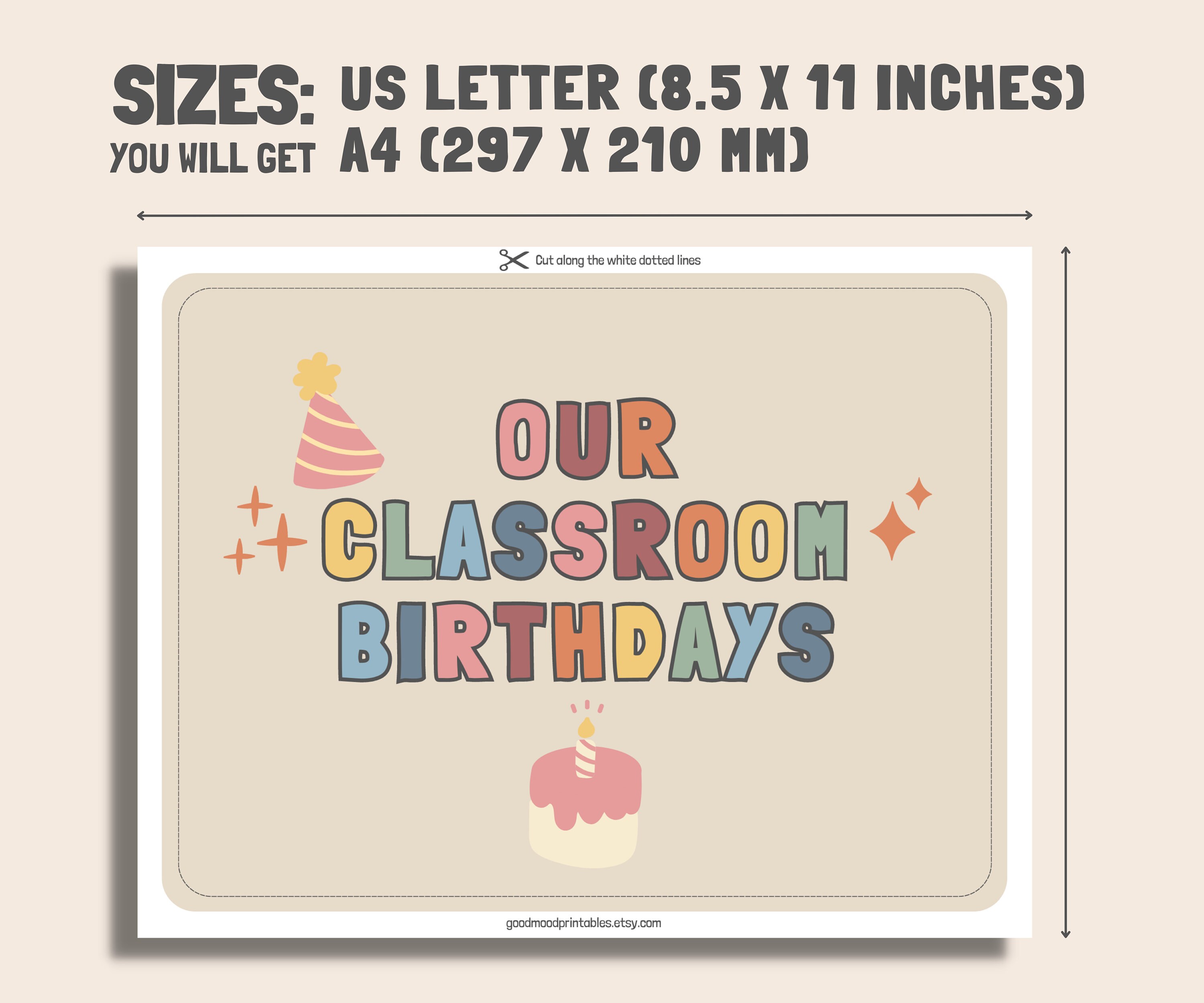Classroom Birthdays Display Printable & Fillable Classroom - Etsy