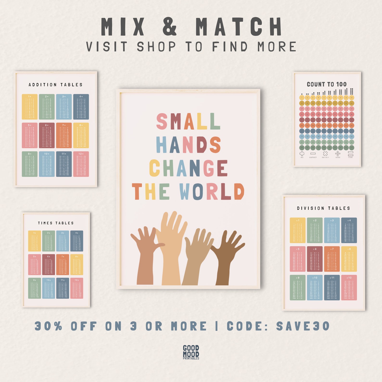 Change the World Poster, Small Hands Change the World, Kids Classroom ...