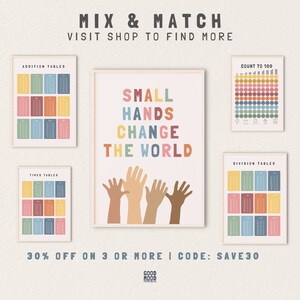 Change the World Poster, Small Hands Change the World, Kids Classroom ...