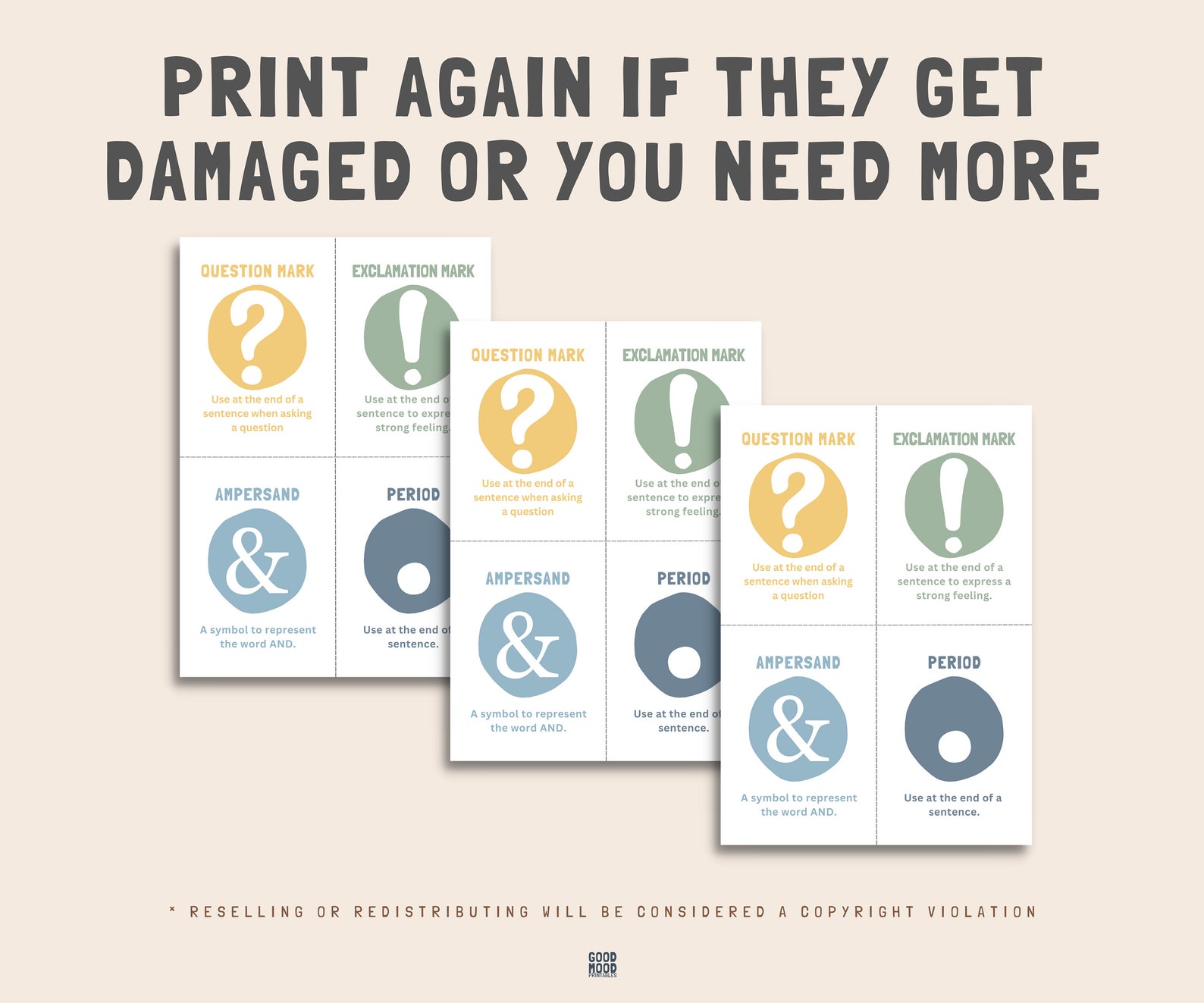 Punctuation Flash Cards Punctuation Marks and When to Use - Etsy