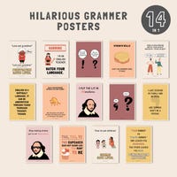 Funny English Classroom Posters (set of 14), Grammar Punctuation Poster ...