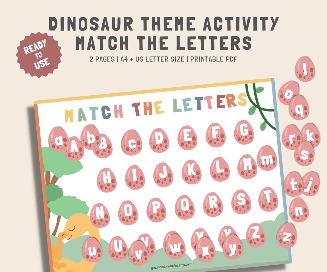 Dinosaur Busy Book Activity, Match the Letters Activity, Homeschool ...
