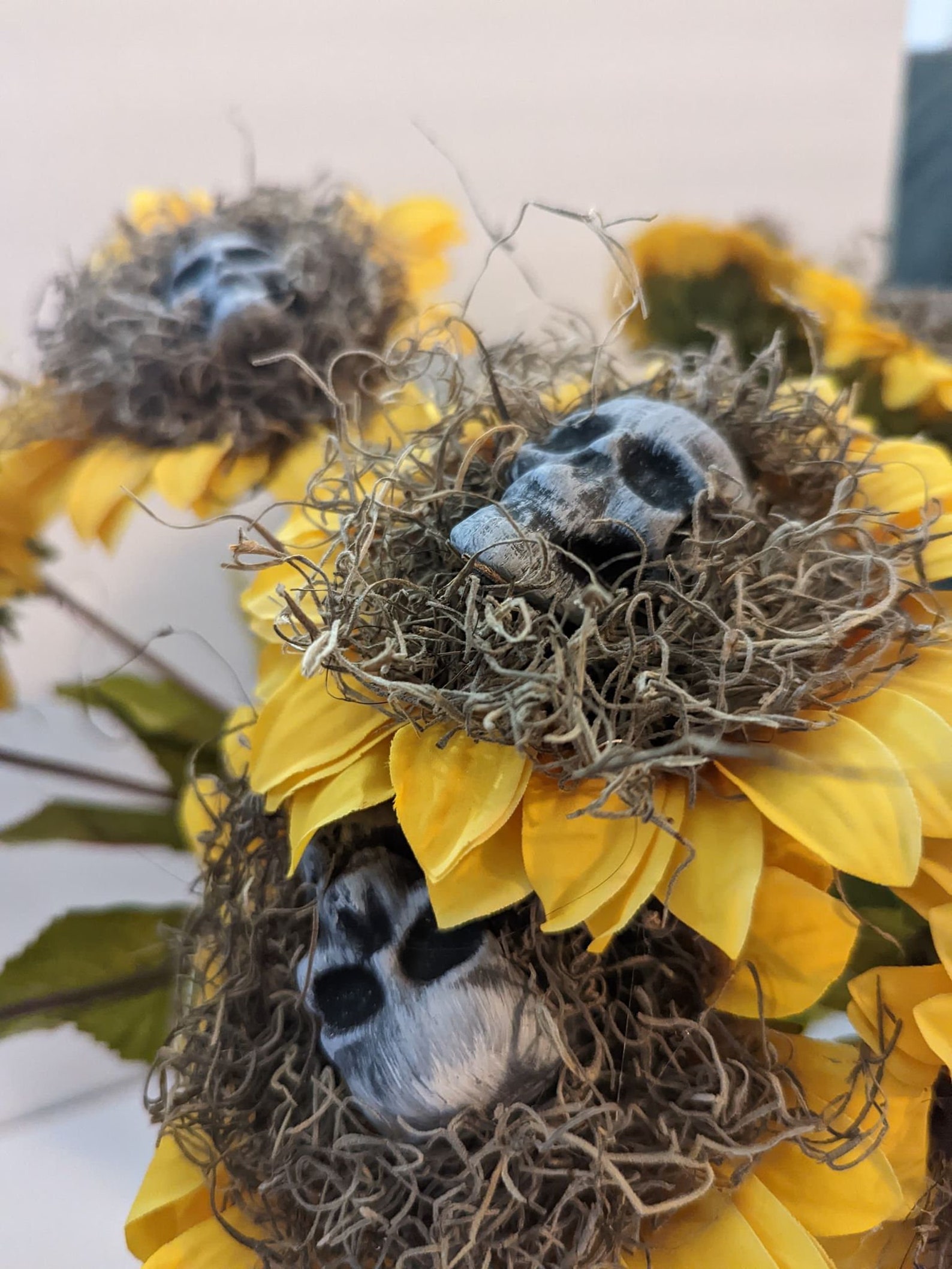 Set of 4 Gothic Yellow Skull Faux Sunflower Decor / Fax - Etsy