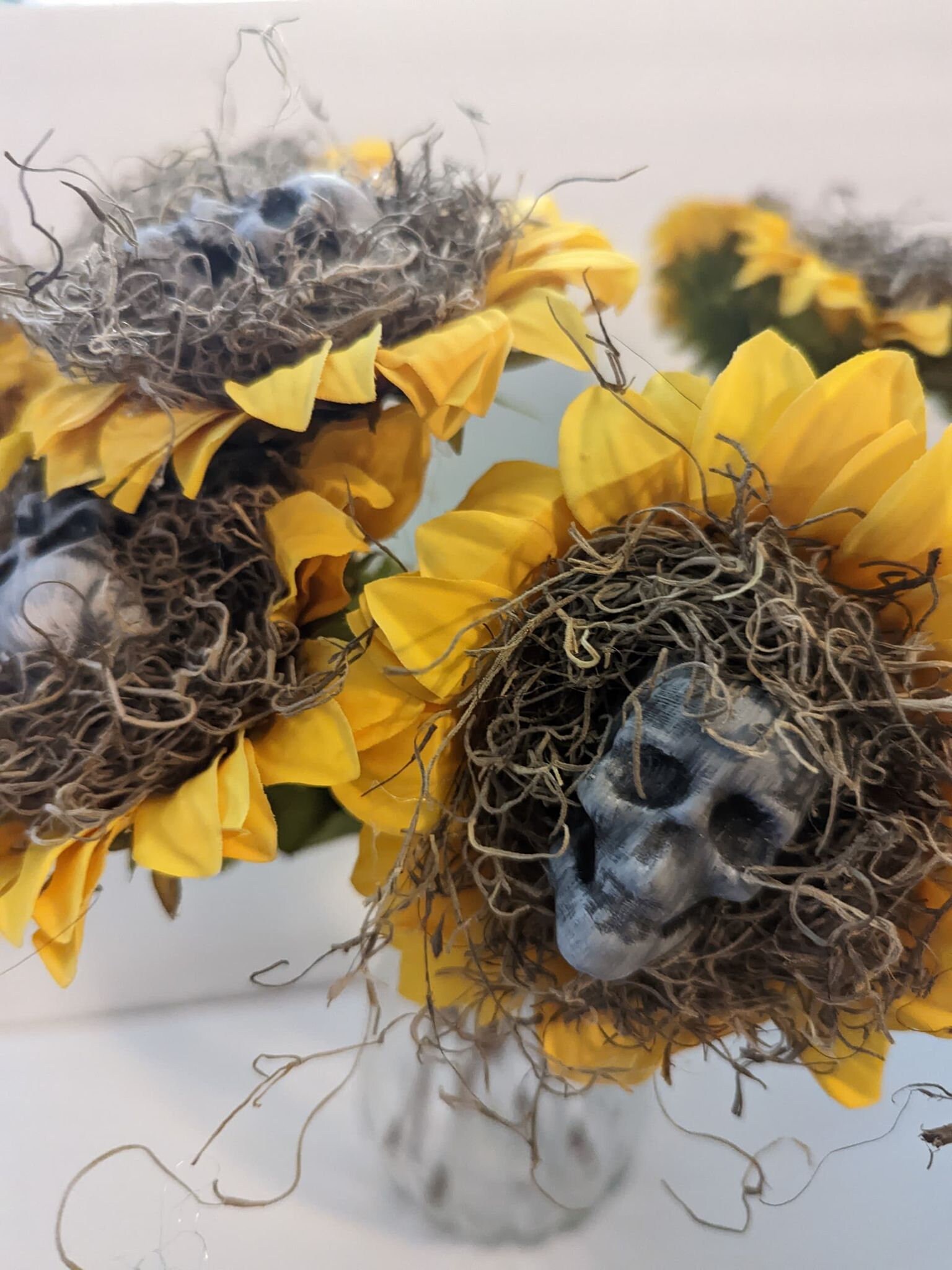 Set of 4 Gothic Yellow Skull Faux Sunflower Decor / Fax - Etsy