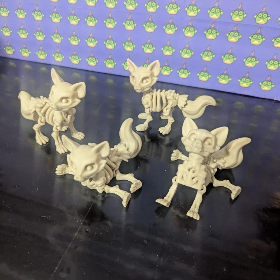 Skeleton Fox Flexi - Posable Spooky Cute Skeleton Fox Figure ...