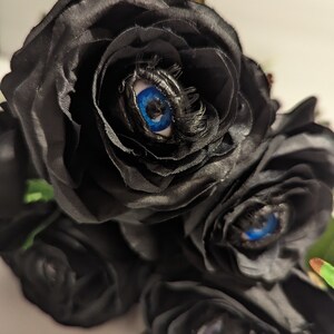 Black and Blue Monster Eye Roses / Faux Roses / Spooky Home Decor ...