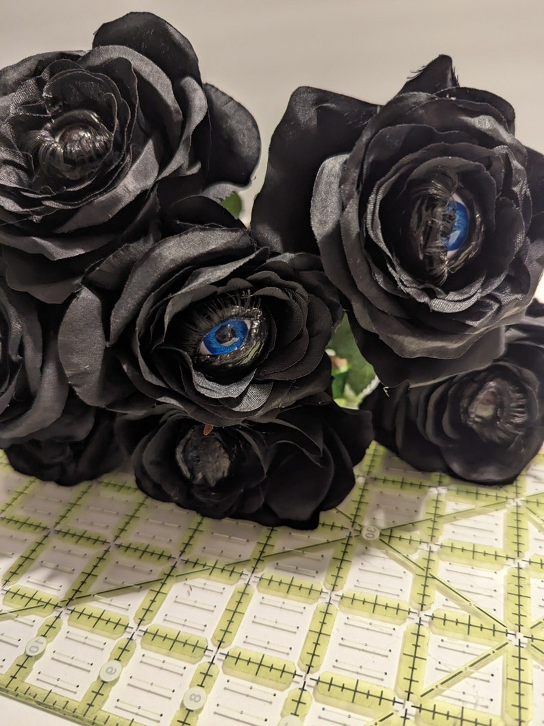 Black , Blue and Purple Monster Eye Roses / Faux Roses / Spooky Home ...