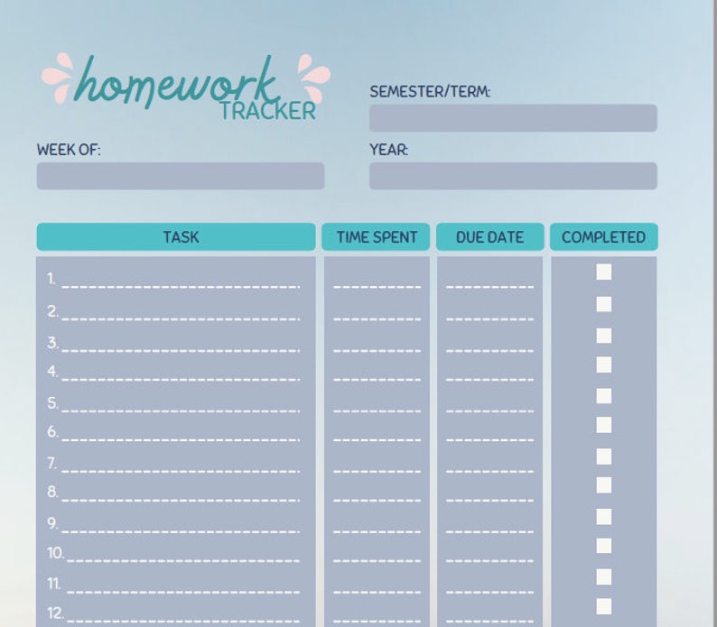 Printable Study Planner Digital Weekly Planner Journal for Students - Etsy