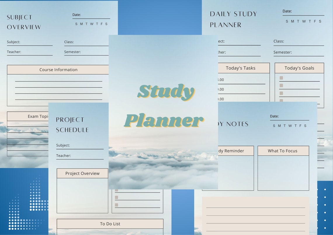 Printable Study Planner Digital Weekly Planner Journal for Students - Etsy