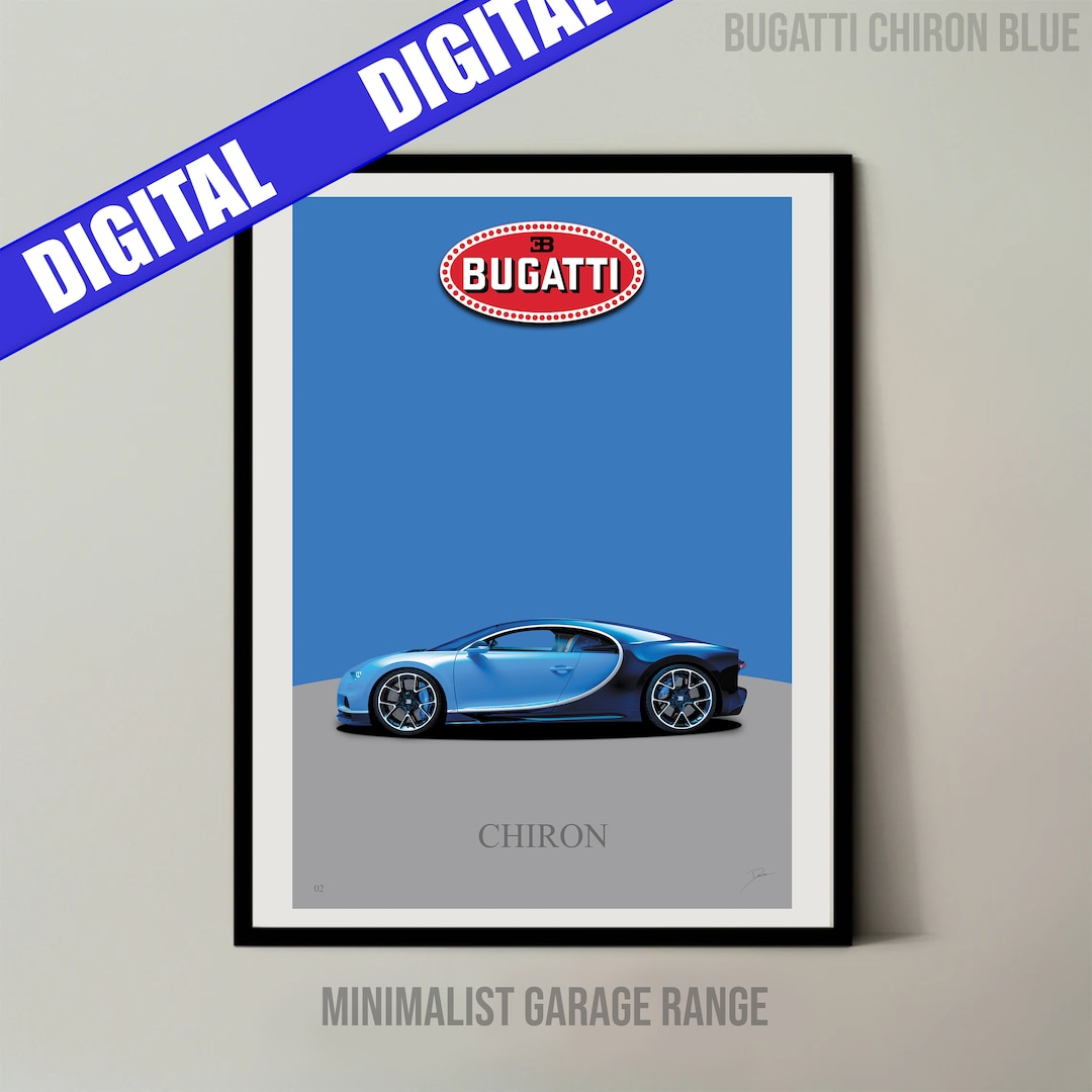 Bugatti Chiron 2016 Blue Digital Print Minimalist Garage Range - Etsy