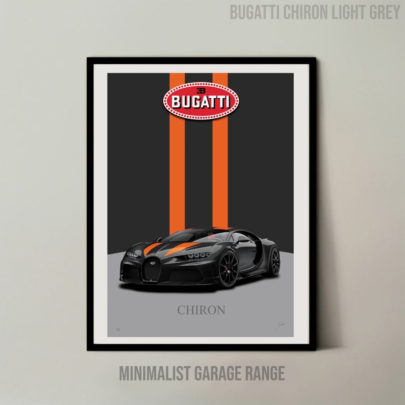 Bugatti Chiron Super Sport 300+ Black and Orange - Wall Art Print ...