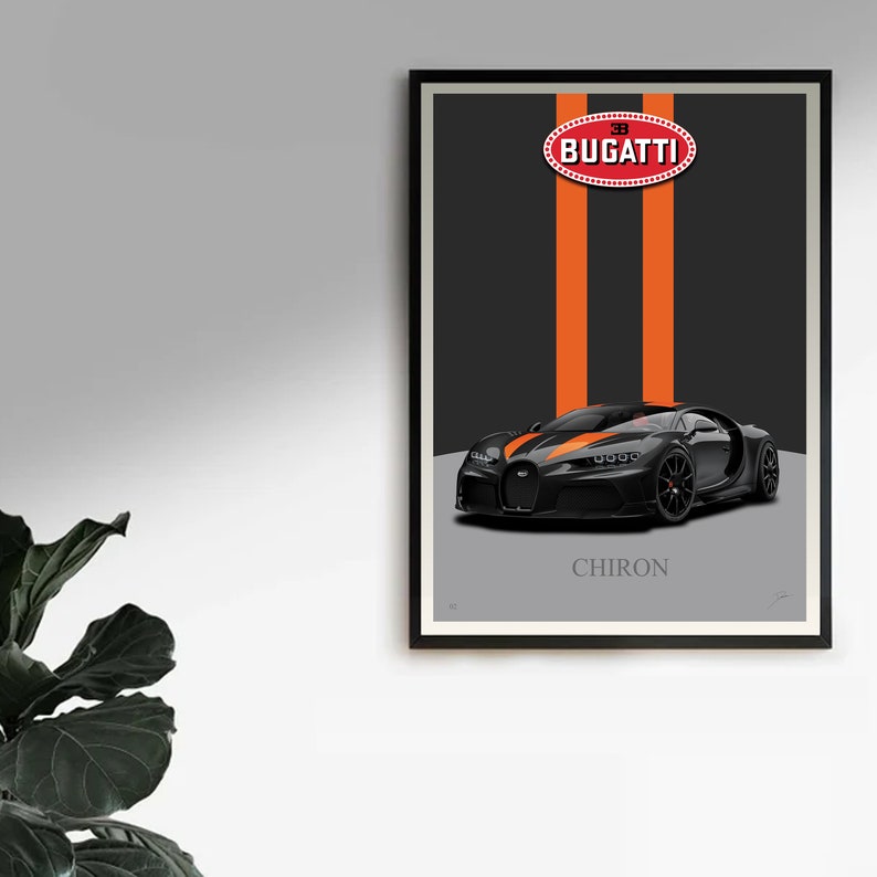 Bugatti Chiron Super Sport 300+ Black and Orange - Wall Art Print ...