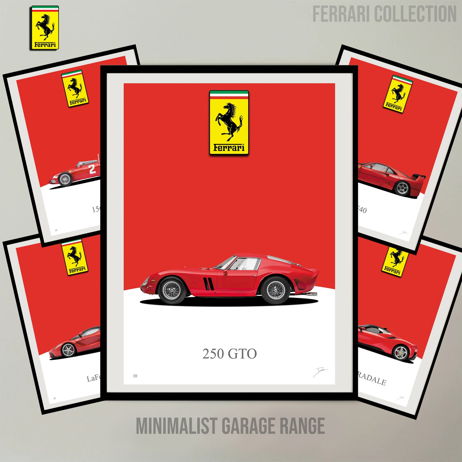 Ferrari Collection - Wall Art Print - Minimalist Garage Range - Etsy