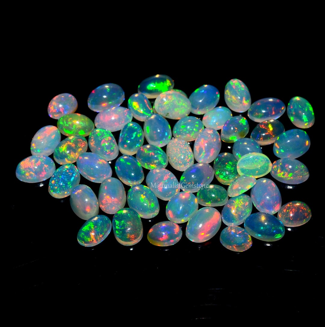 3x5 MM Natural Ethiopian Opal Oval Cabochon AAAA+ GRADE Fire Opal Cabochon Loose Gemstone ...