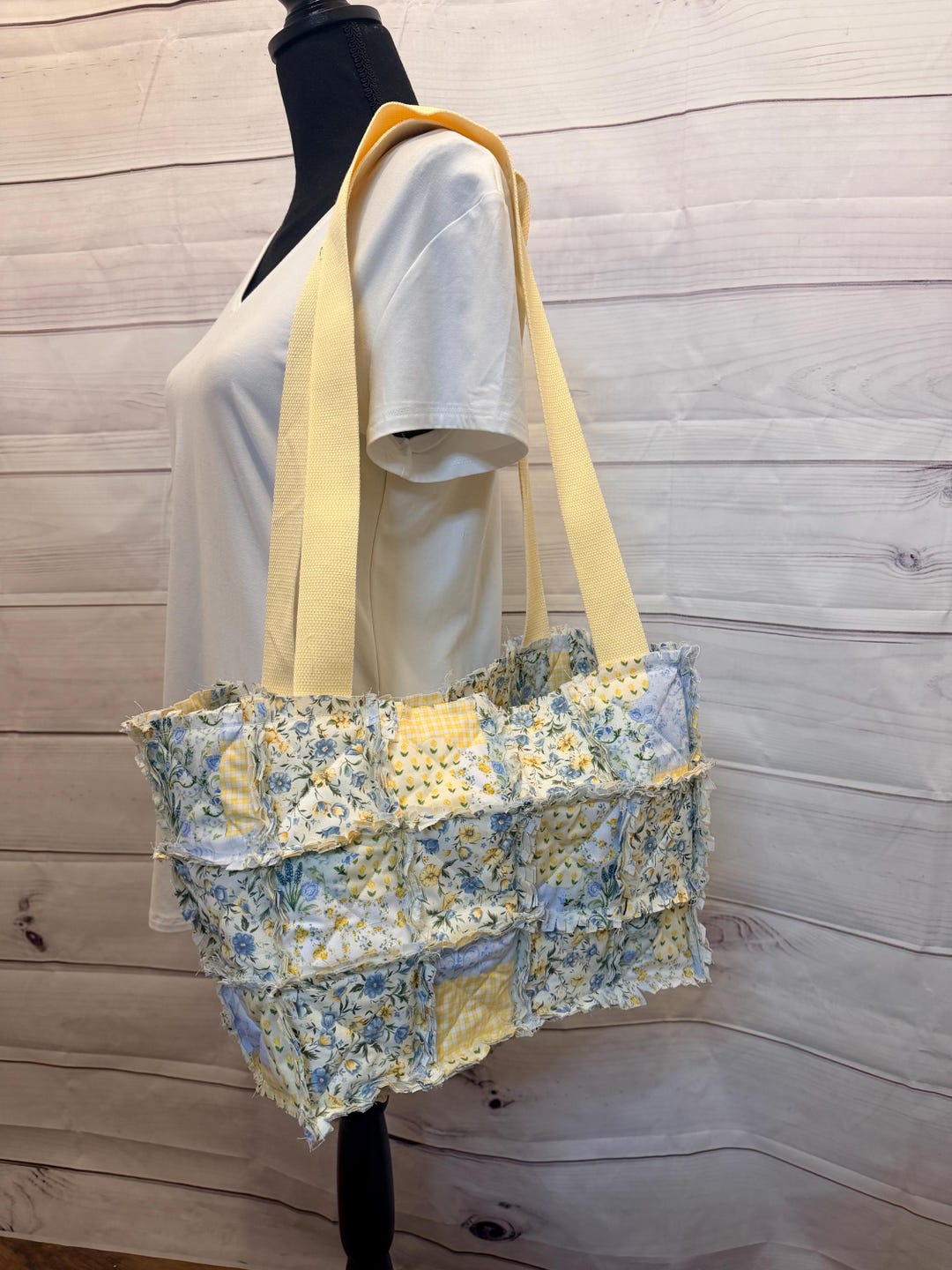 Handmade Rag Quilt Bag – Patchwork Tote – 13x10x7 – Shabby Chic Purse ...