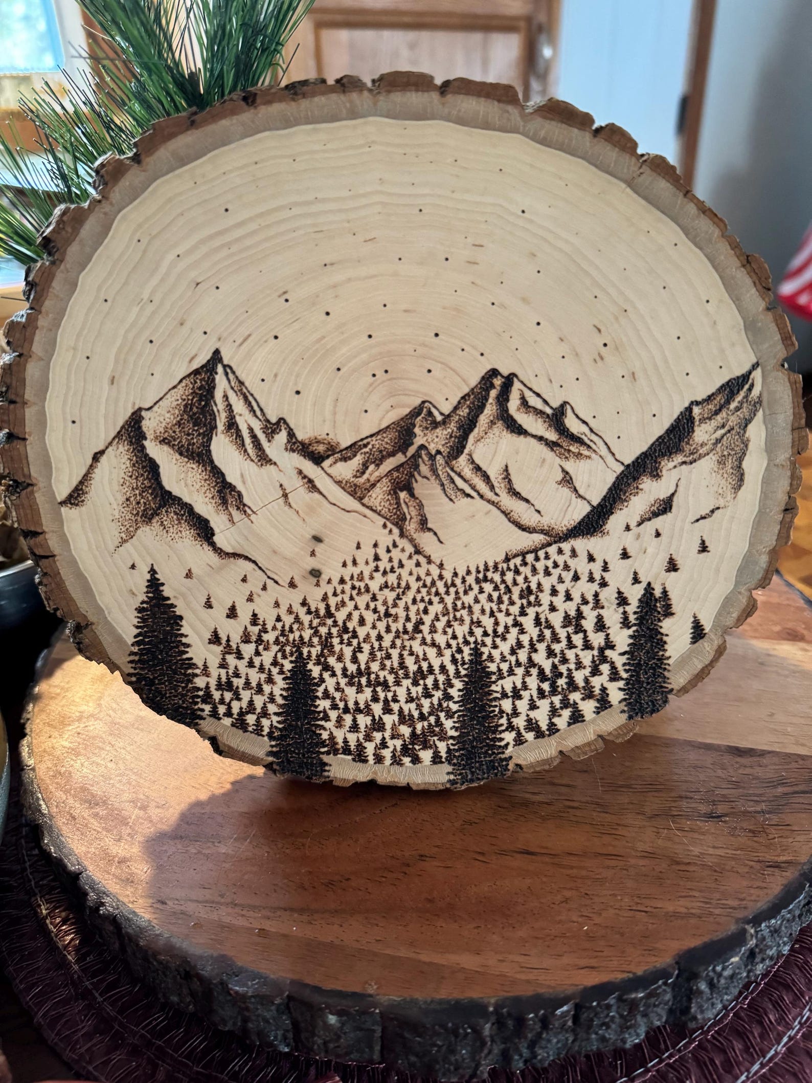 Wood Burned Mountain Scene - Etsy