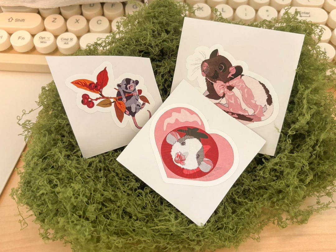 Cute Mouse Sticker Pack – Set of 3 Cozy Cottagecore Mice | Vinyl Animal ...