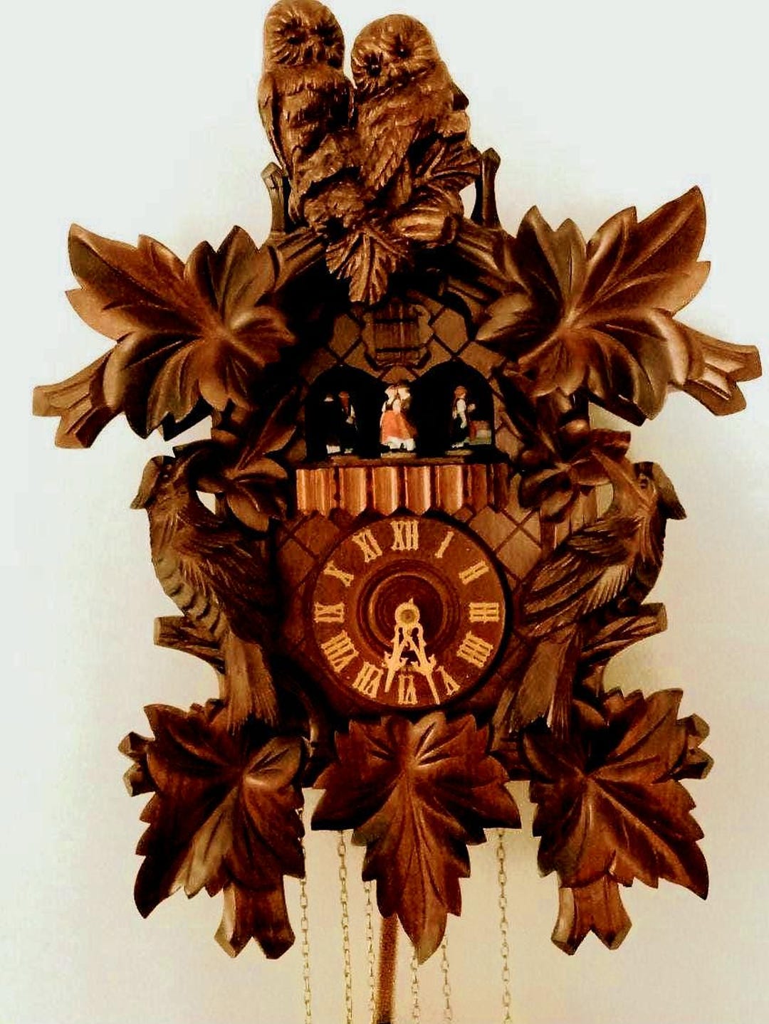 Vintage 1990s Adolf Herr Handcrafted Wooden Musical Cuckoo Clock House ...