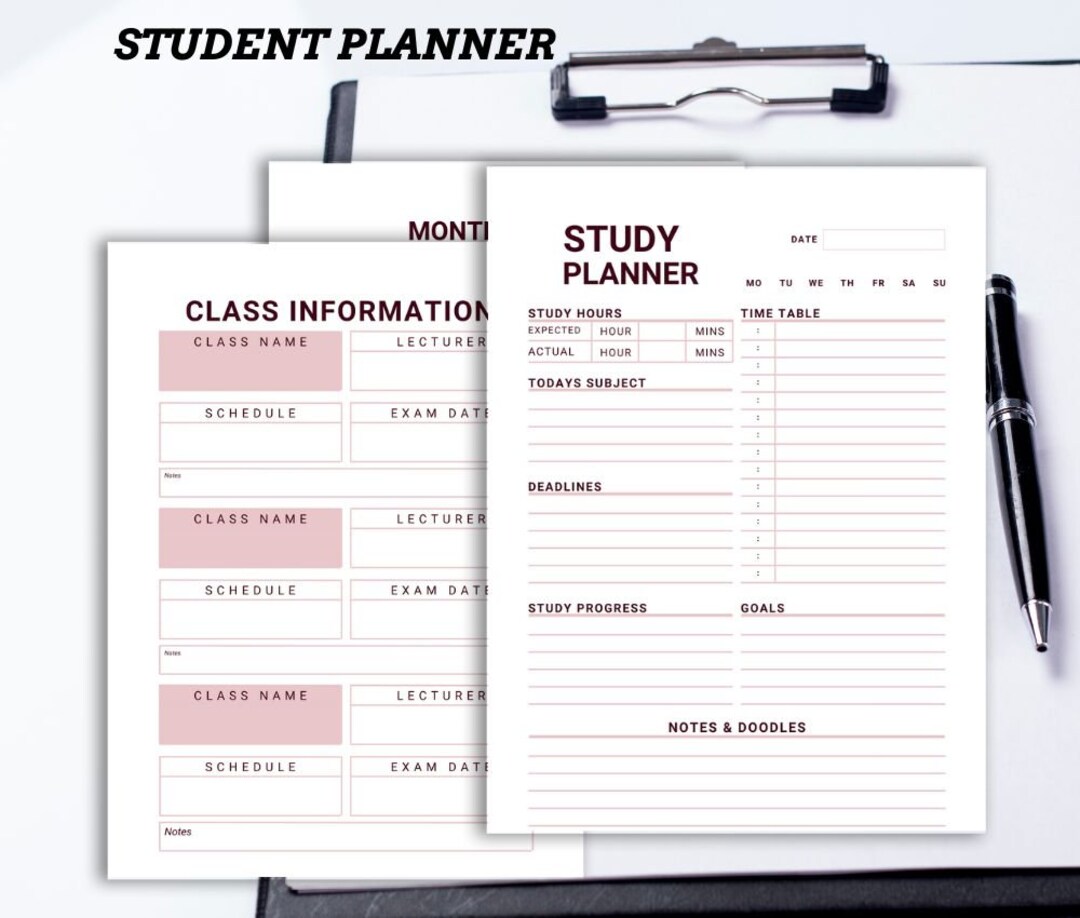 Printable Student Journal, Study Tracker, Reading Planner, Student ...