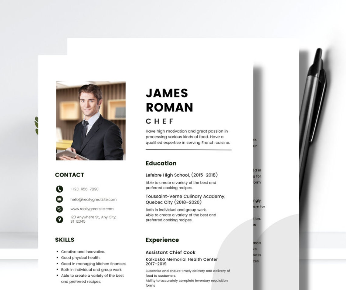 Resume Template, Professional Modern Resume Template for Pages, Canva ...