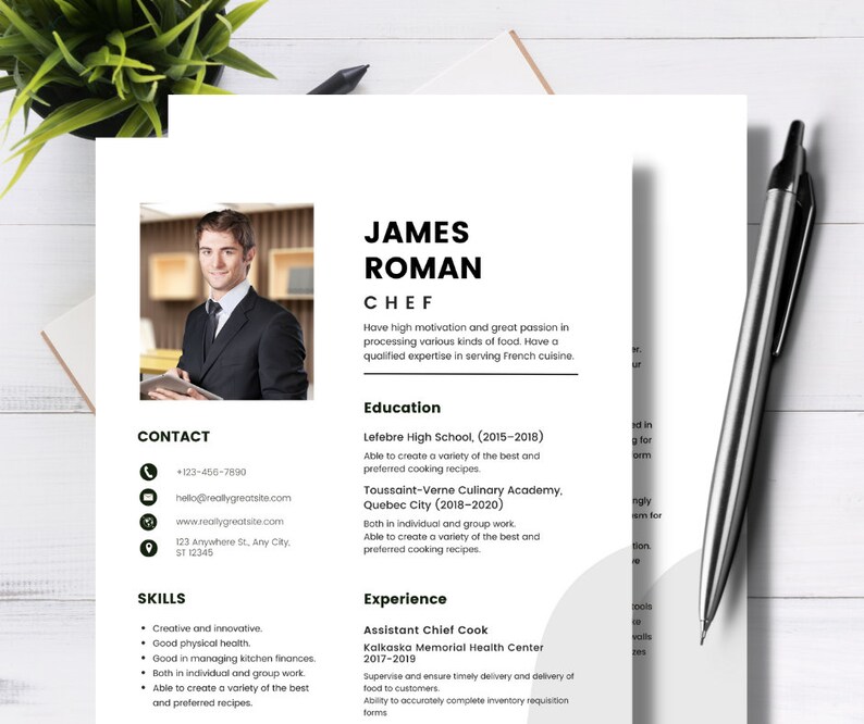 Resume Template, Professional Modern Resume Template for Pages, Canva ...