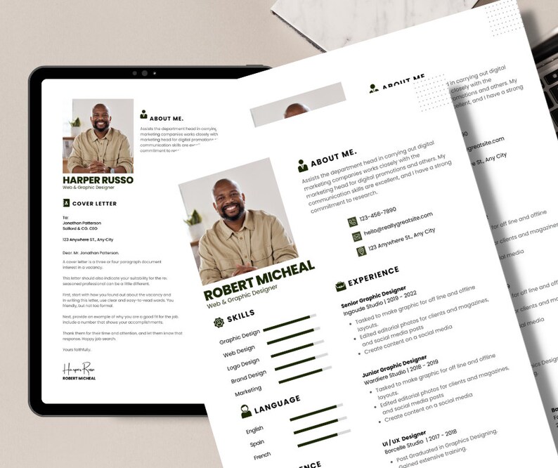 Resume Template, Professional Modern Resume Template for Pages, Canva ...