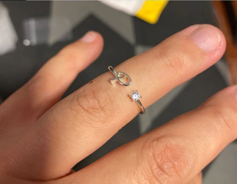 Simple Initial Letter Rings Stackable Name Ring Personalized - Etsy