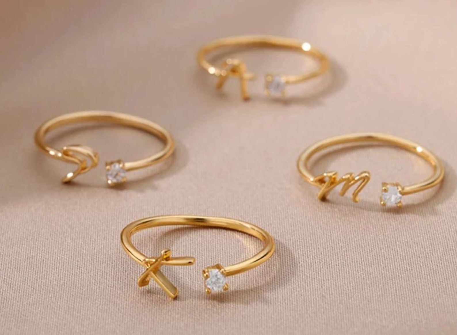 Simple Initial Letter Rings Stackable Name Ring Personalized - Etsy