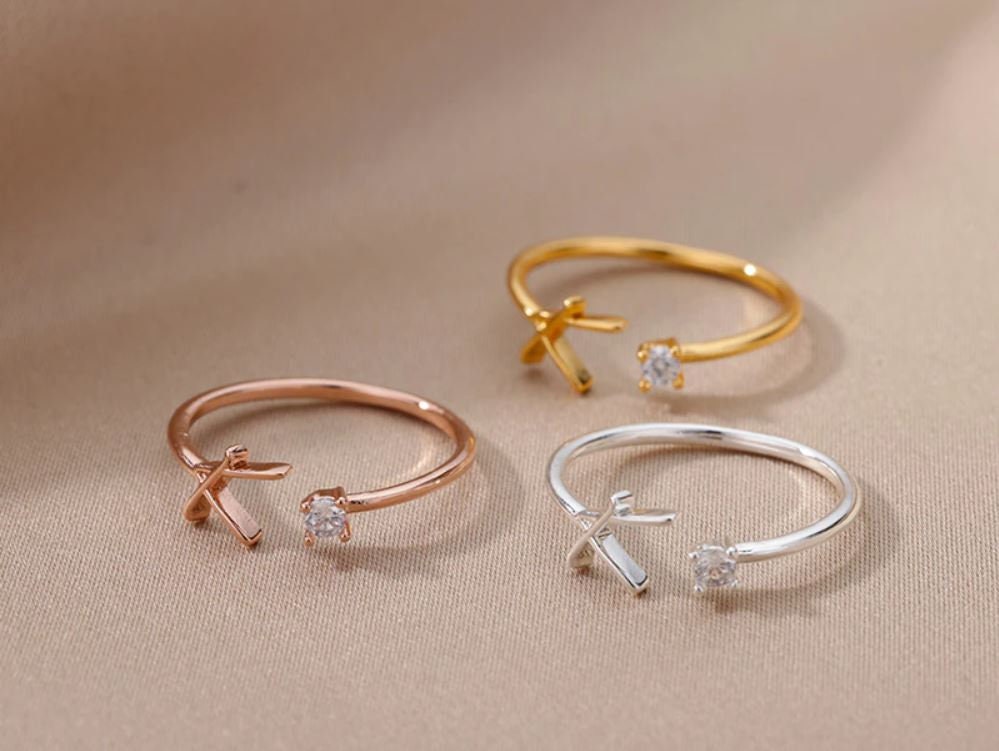 Simple Initial Letter Rings Stackable Name Ring Personalized - Etsy