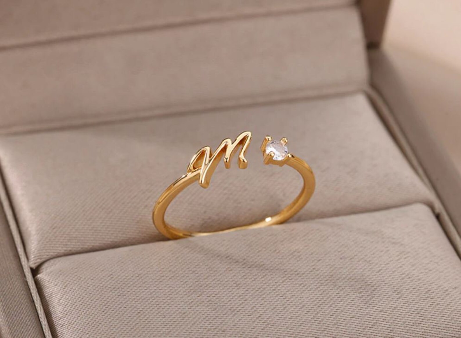 Simple Initial Letter Rings Stackable Name Ring Personalized - Etsy