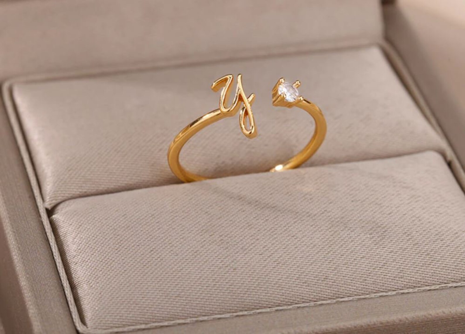 Simple Initial Letter Rings Stackable Name Ring Personalized - Etsy