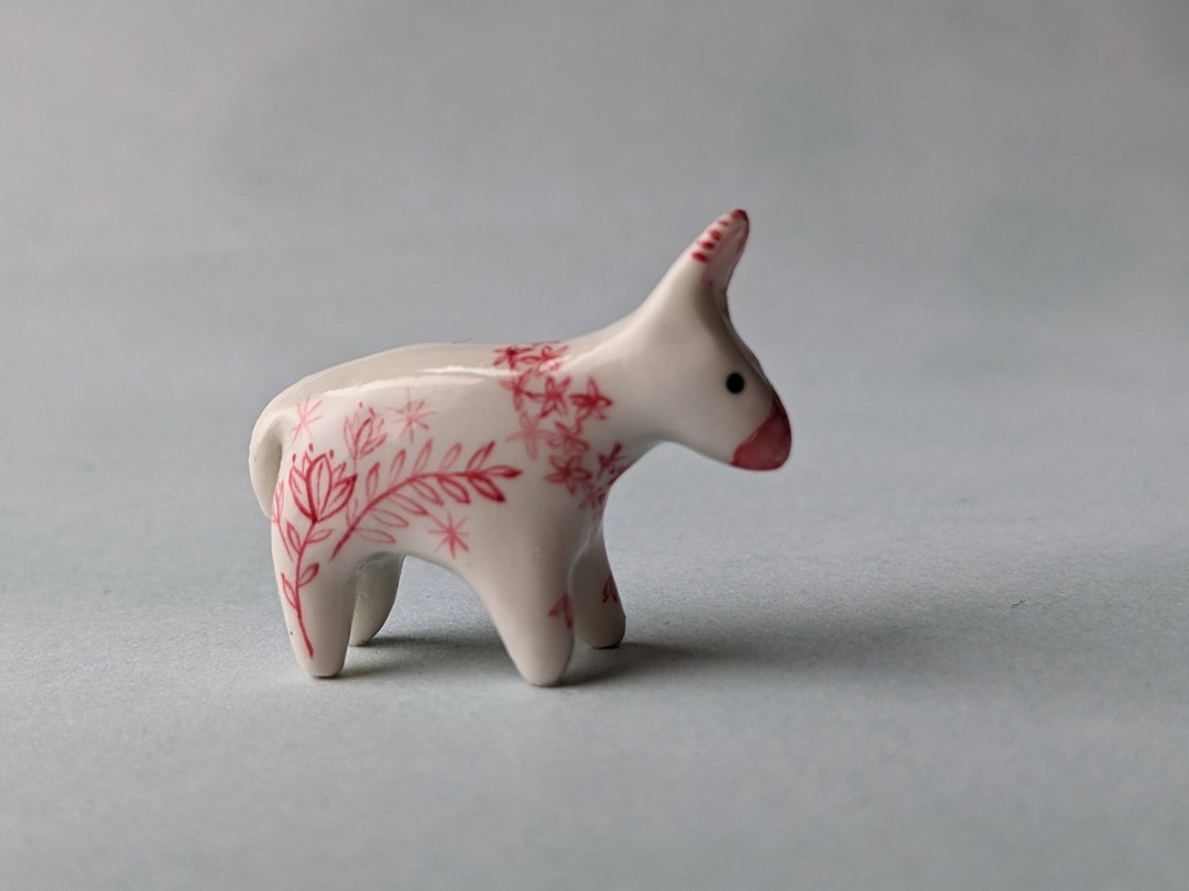 Polymer Clay Miniature Donkey in Red Floral - Etsy