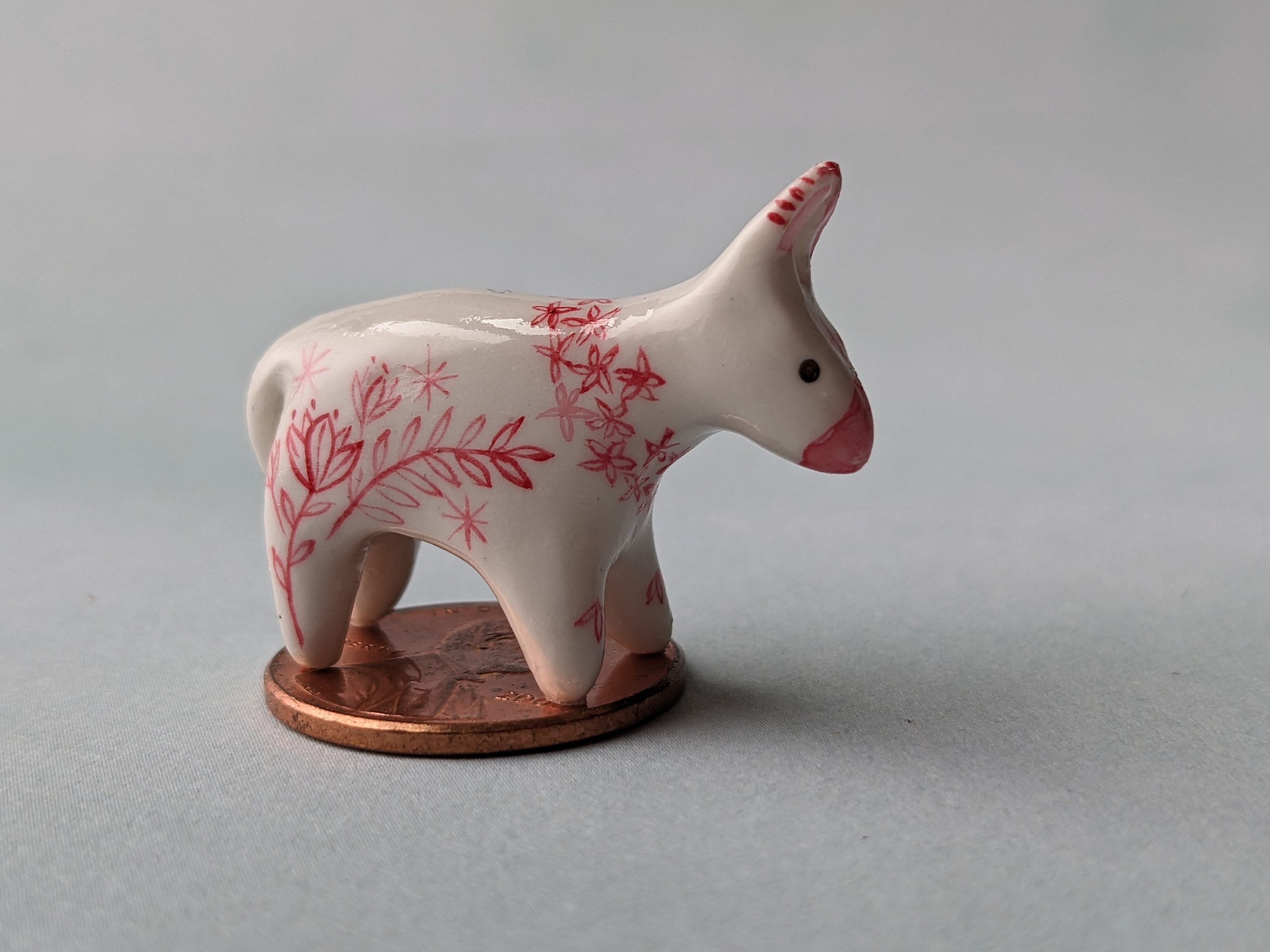 Polymer Clay Miniature Donkey in Red Floral - Etsy