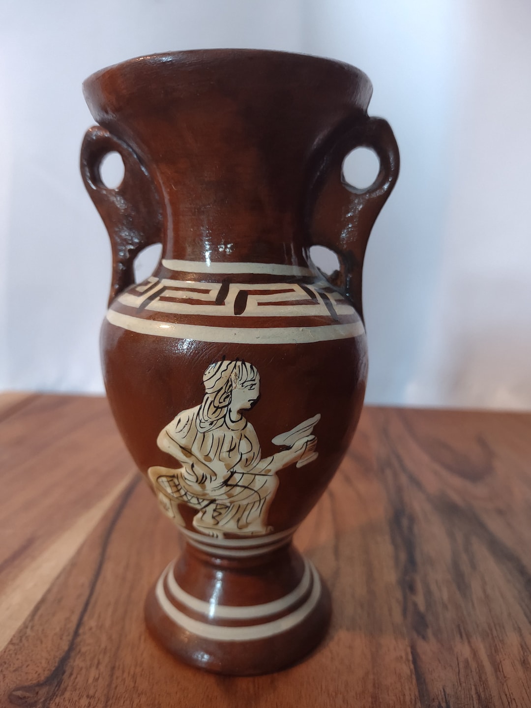 Vintage Hand Painted Made in Greece Wood Look Petite Ceramic Vase - Etsy