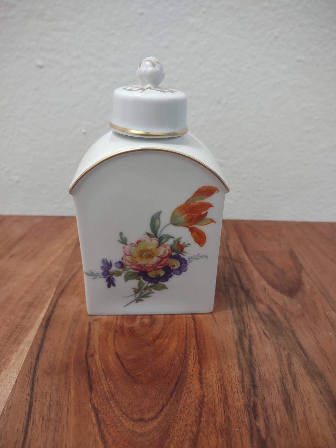 Furstenberg West Germany Hand Painted Floral Porcelain Tea Caddy - Etsy
