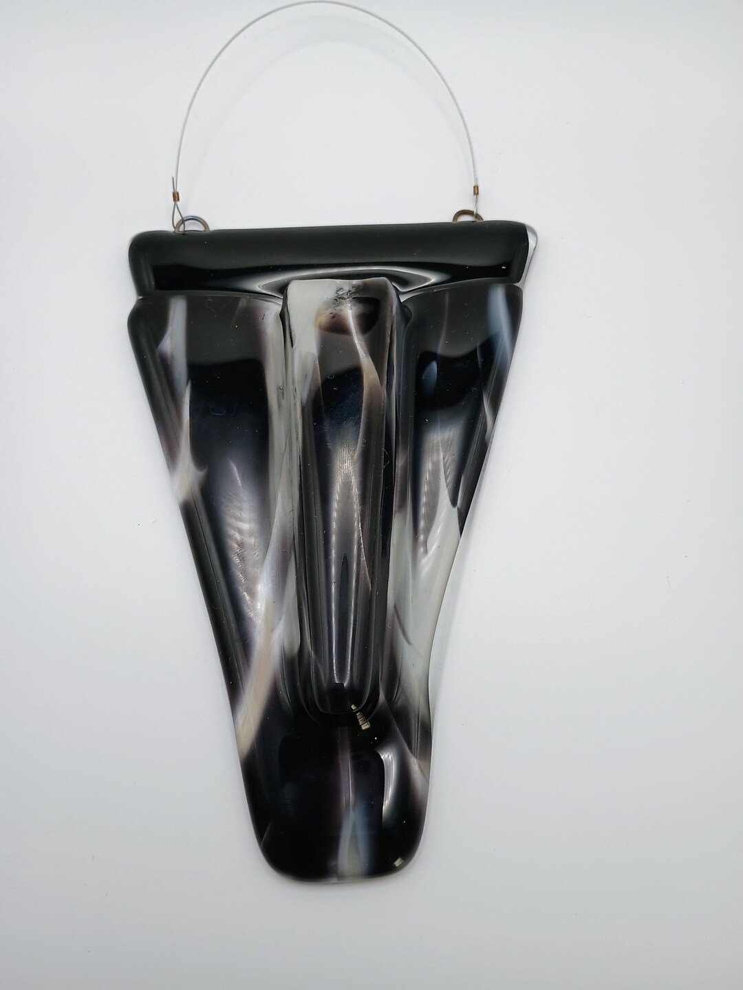 Fused Black and White Slag Glass Wall Window Pocket Bud Vase - Etsy