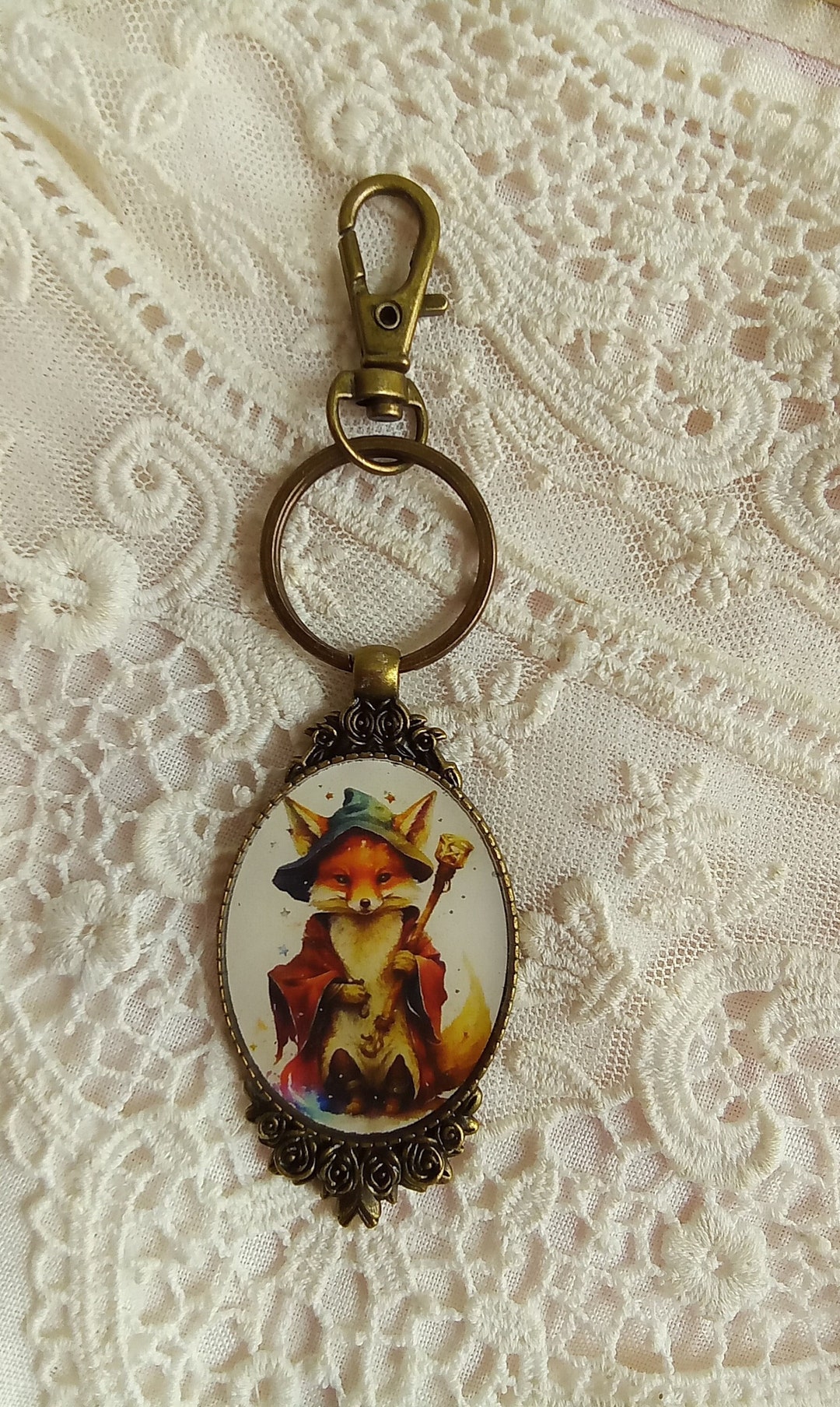 Victorian Fox Wizard Fox Gift Fox Keychain Key Chain Purse - Etsy