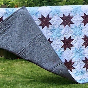 Sky Blue and Maroon Stars Quilt - Etsy