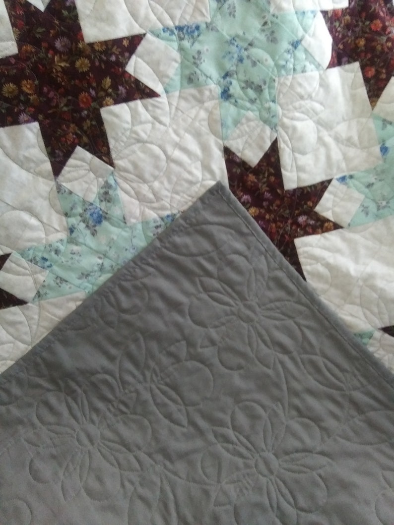 Sky Blue and Maroon Stars Quilt - Etsy
